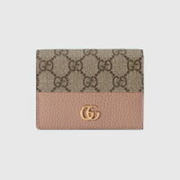 Gucci | Bags | Gucci Gg Card Case Wallet Pink Leather Supreme | Poshmark